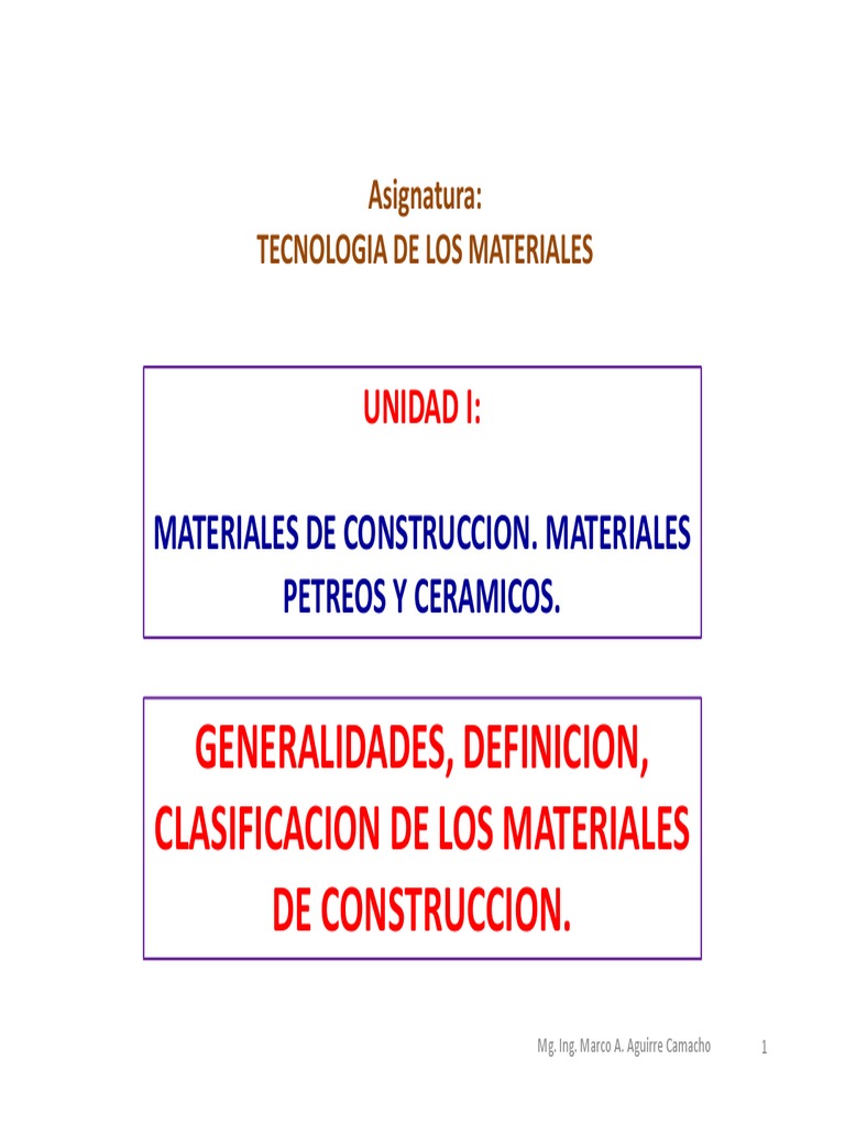 Generalidades y Clasificación de Materiales | PDF | Materiales de ...