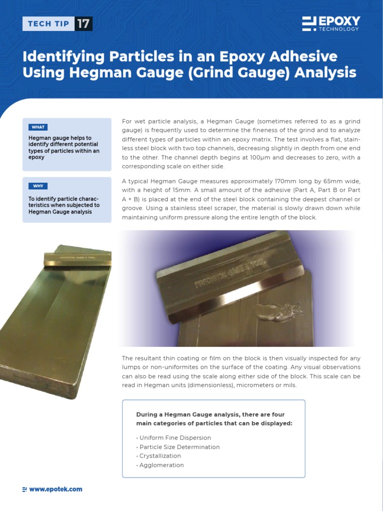Tech Tip 17 Identifying Particles in An Epoxy Adhesive Using Hegman ...