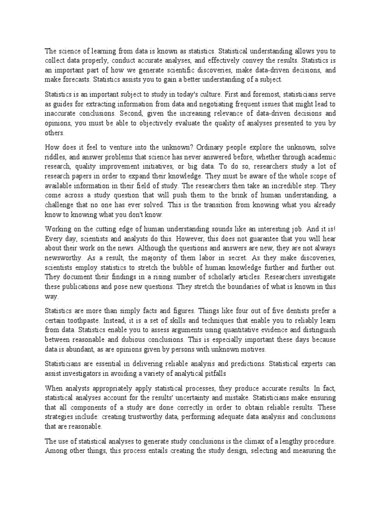 Statistical Analysis | PDF | Data Analysis | Statistics