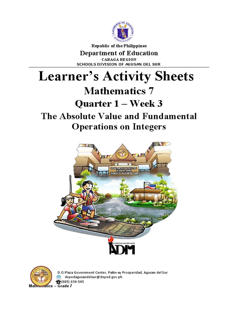 Math7-Q1-W3-LAS-Lesson 1 | PDF | Numbers | Subtraction