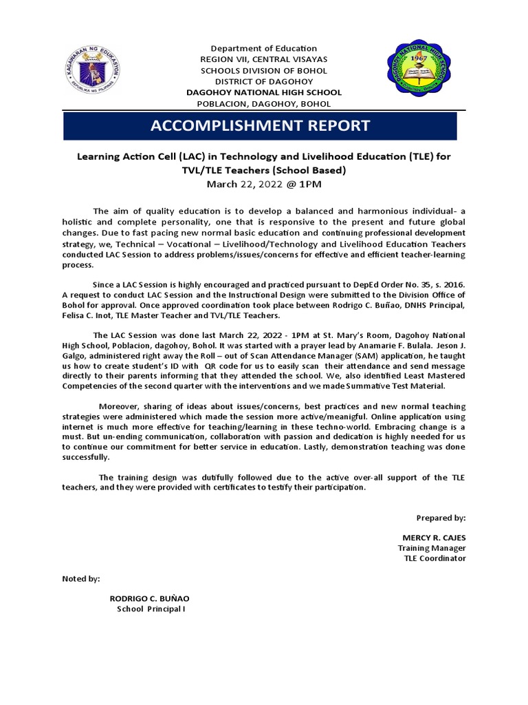 Narrative Report Lac Session | PDF | Teachers | Learning