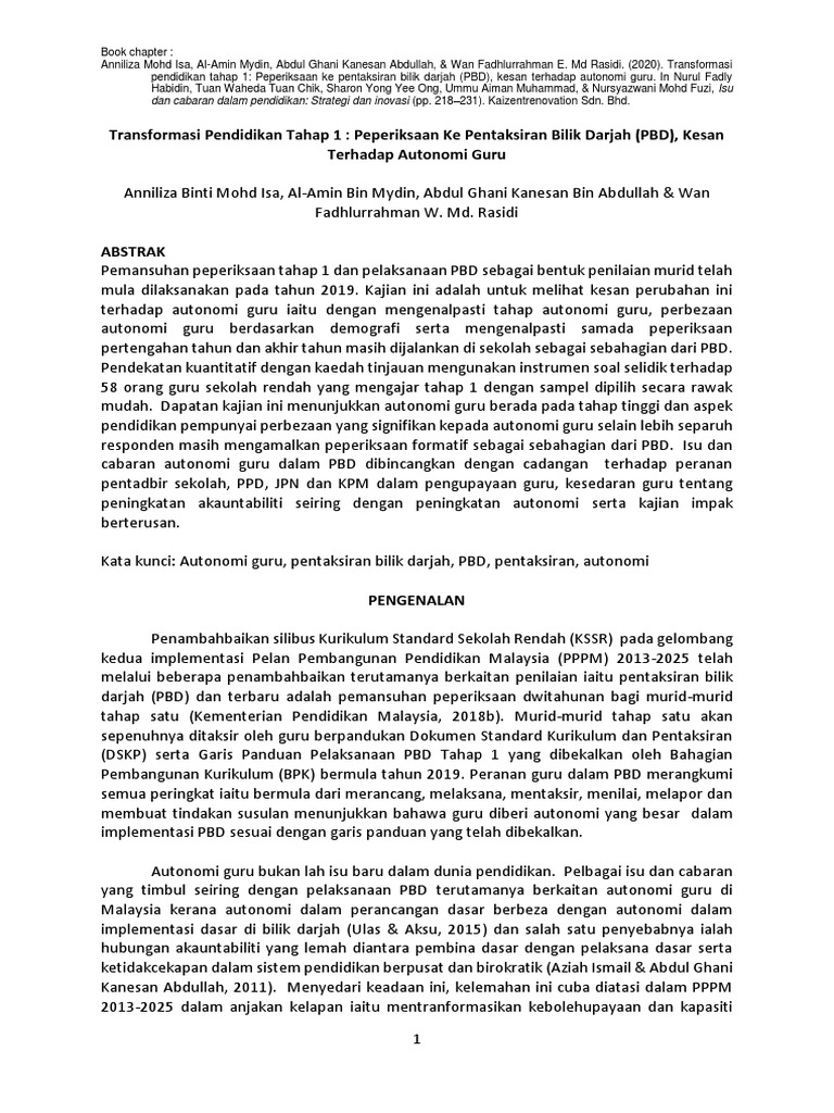 Autonomi Guru Dalam PBD | PDF