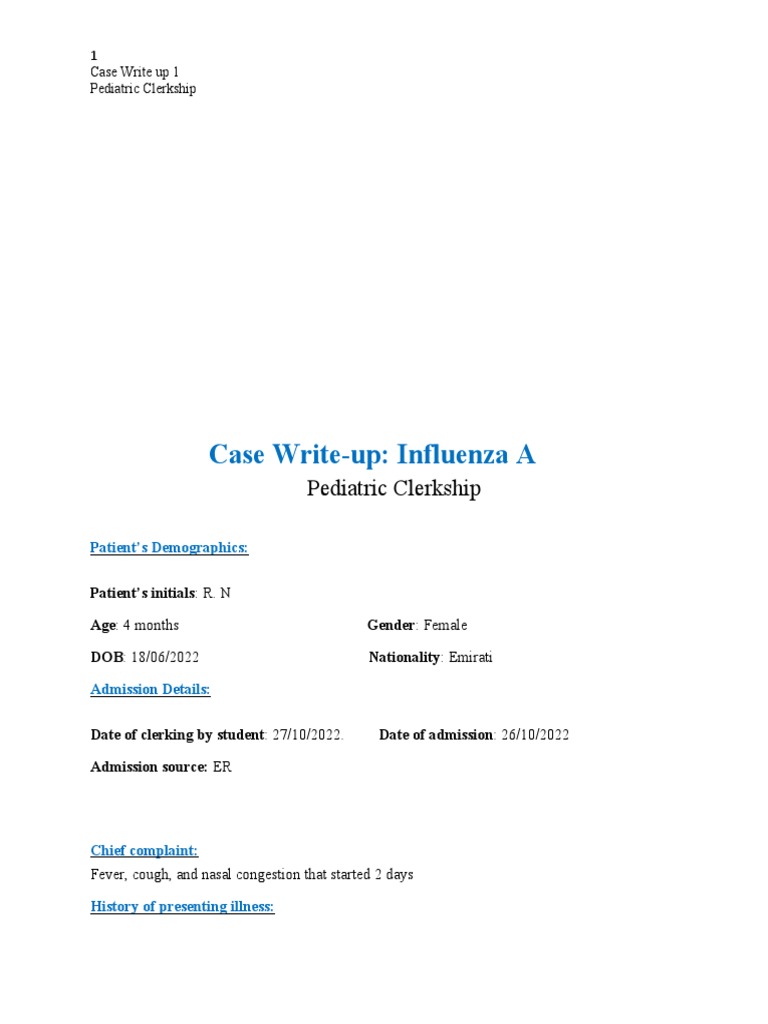 Case Write-Up Influenza A | PDF | Influenza | Liver