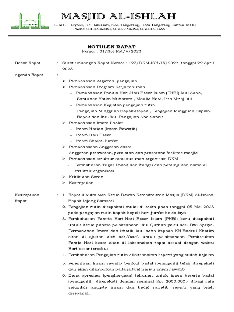 REV HASIL RAPAT KERJA DKM 2023 (Penambahan Pengajian Malam Jumat) | PDF REV HASIL RAPAT KERJA DKM 2023 (Penambahan Pengajian Malam Jumat) | PDF