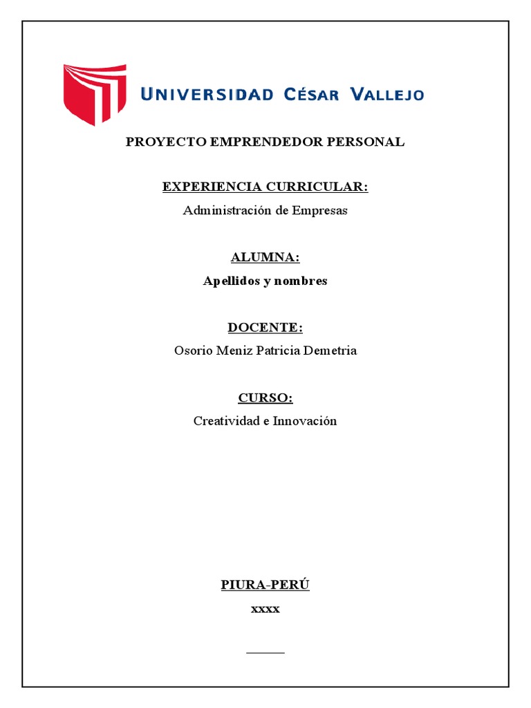 Ejemplo de Proyecto - Colocar Nombre Del Estudiante | PDF | Creatividad | Planificación