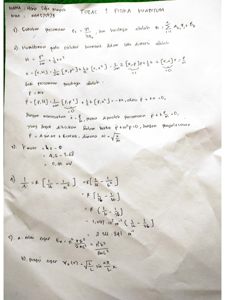 Tugas 1 - Fisika Kuantum | PDF