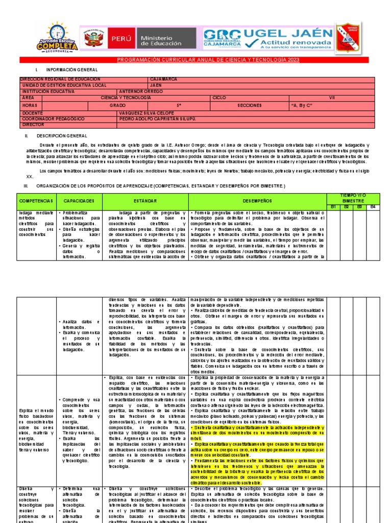 PROGRAMACIÓN CURRICULAR ANUAL | PDF | Medición | Evaluación PROGRAMACIÓN CURRICULAR ANUAL | PDF | Medición | Evaluación