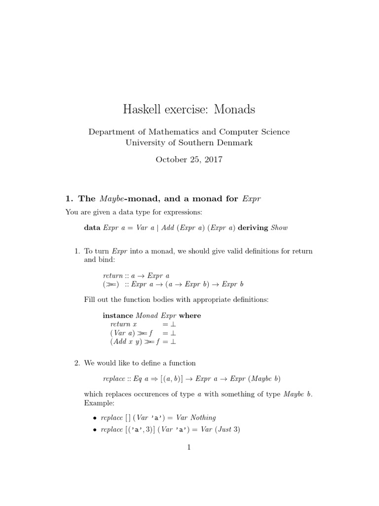 Monads Lab | PDF | Applied Mathematics | Functional Programming