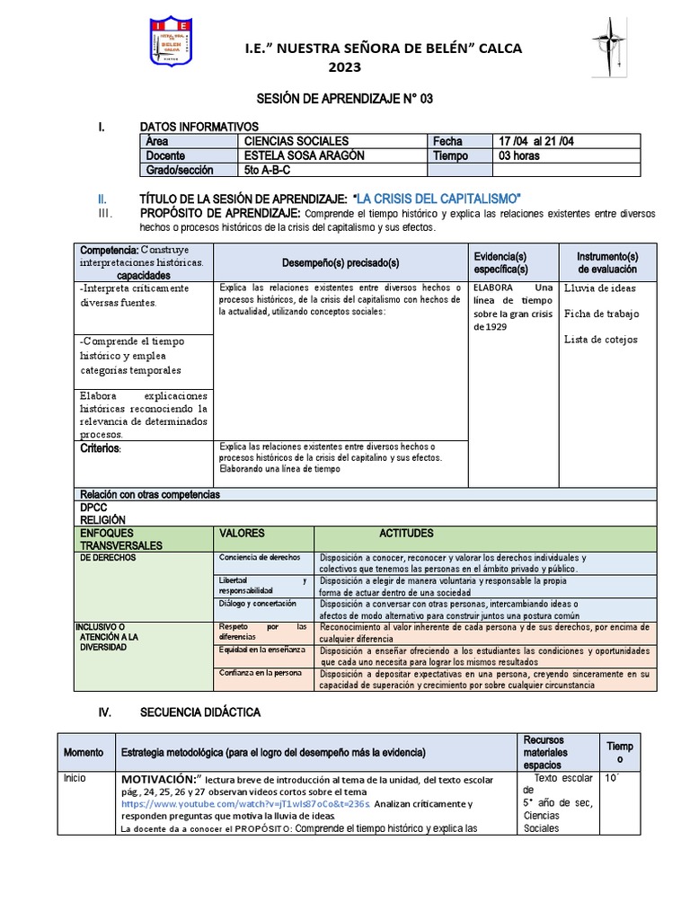 Sesión de Aprendizaje N 03 | PDF | Aprendizaje | Capitalismo