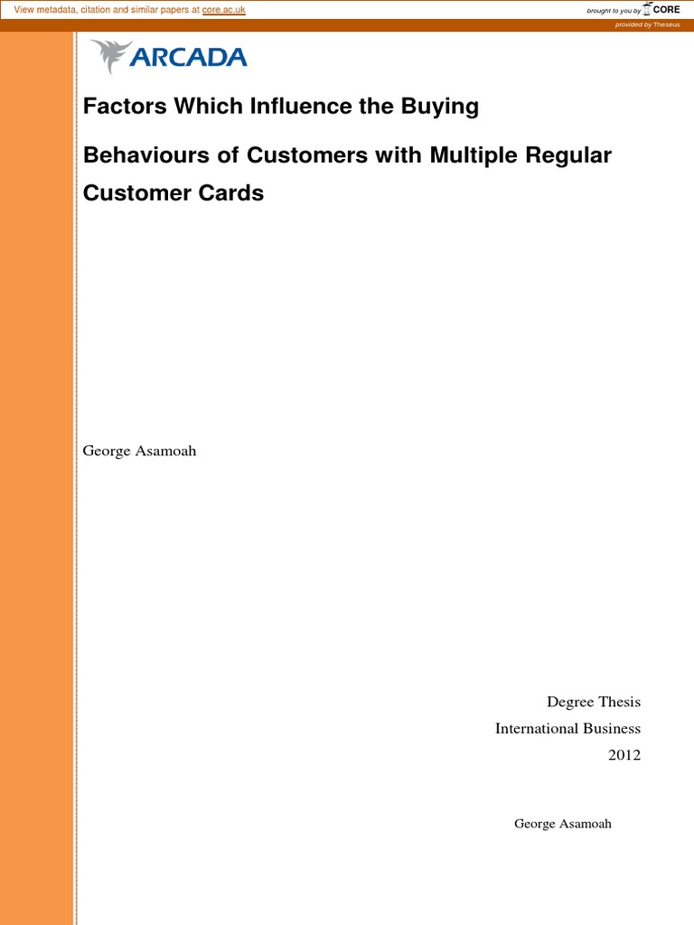 Factors Which Influence The Buying Behaviours of Customers With ...