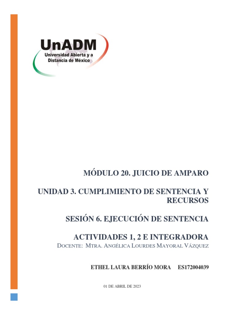 Módulo 20. Juicio de Amparo Unidad 3. Cumplimiento de Sentencia Y ...