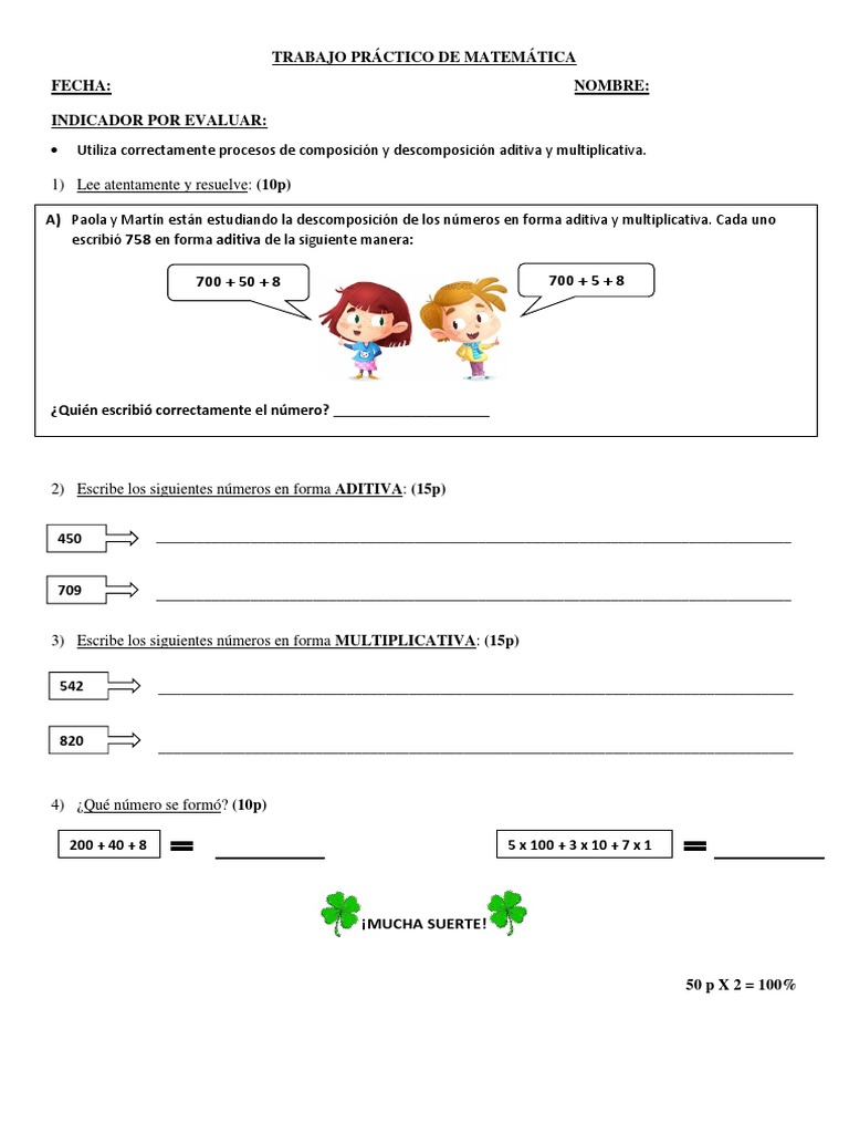 Trabajo Practico de Matemática - Forma Aditiva y Multiplicativa | PDF