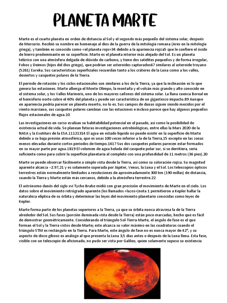Planeta Marte | PDF | Marte | Tierra