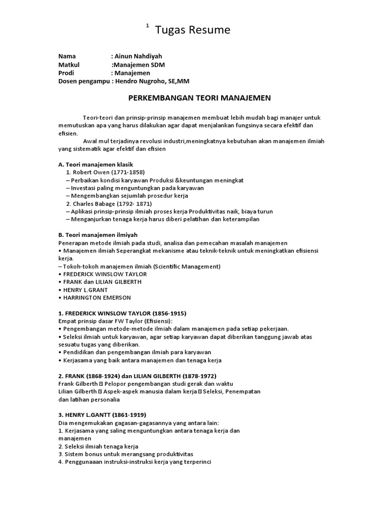 Resume Manajemen SDM | PDF