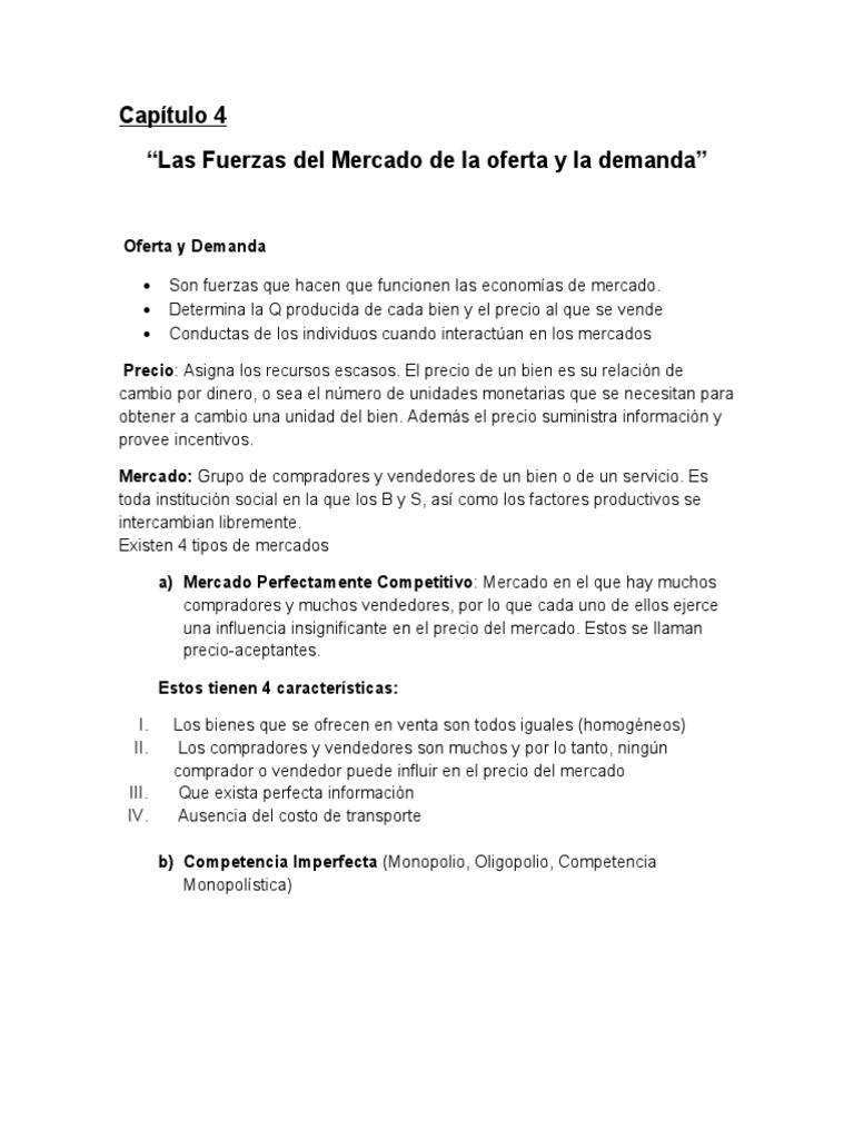 Resumen_Capitulo_4_mankiw | PDF | Oferta (economía) | Mercado (economía)