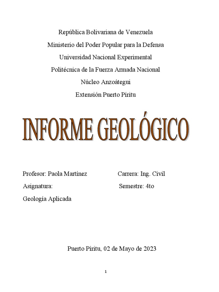 informe geológico | PDF | Geología | Geofísica
