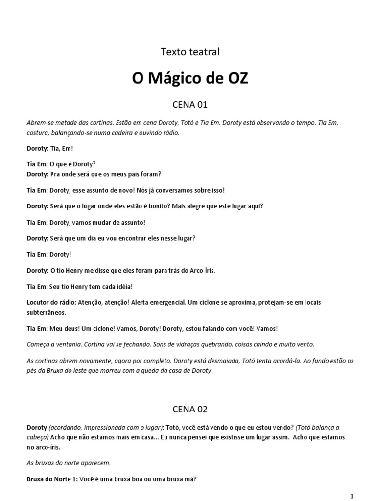 Texto teatral_O mágico de Oz | Mágico de Oz (Personagem) | Leão Texto teatral_O mágico de Oz | Mágico de Oz (Personagem) | Leão