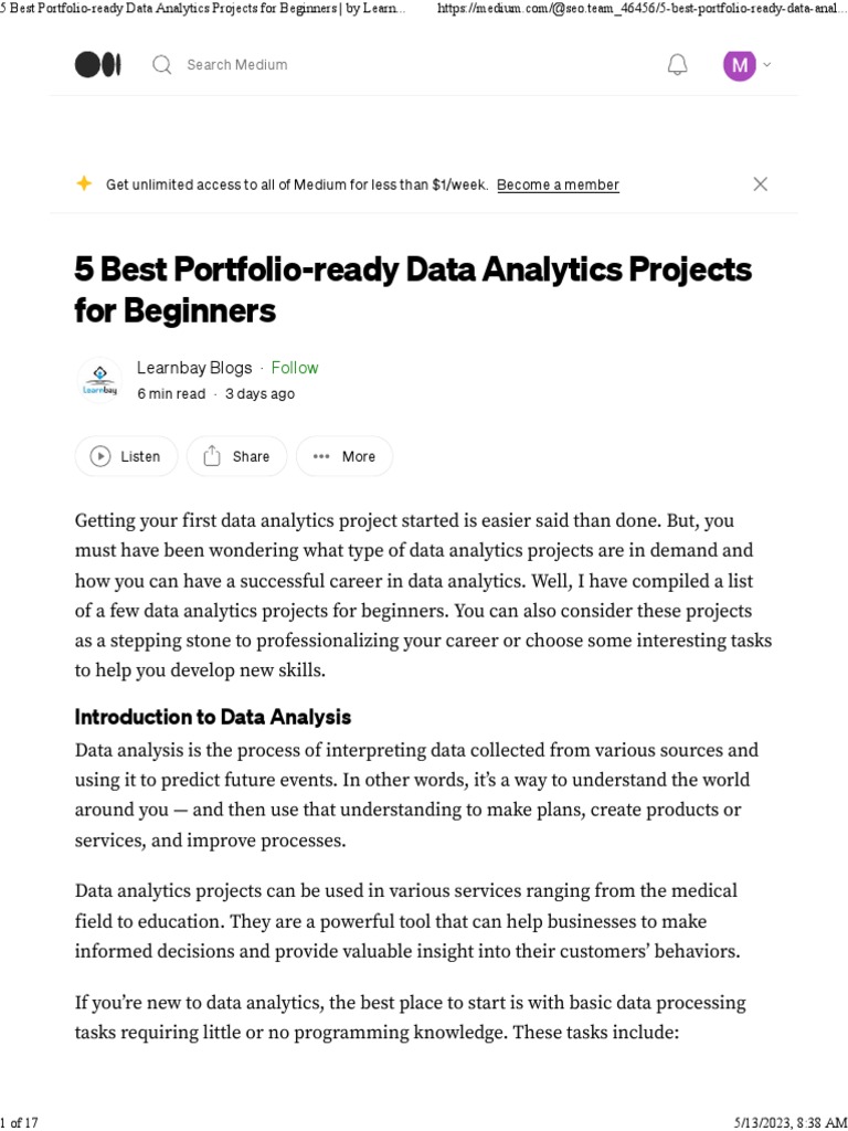 5 Best Portfolio-Ready Data Analytics Projects For Beginners by ...