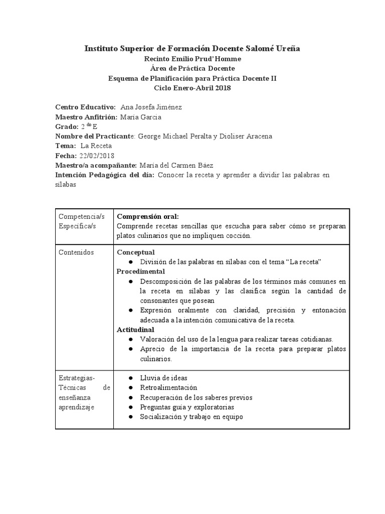 Plan de Clase 2 | PDF | Sílaba | Vocal