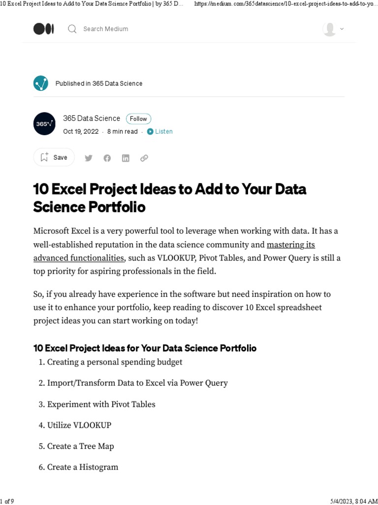 10 Excel Project Ideas To Add To Your Data Science Portfolio by 365 Data Science 365 Data ...