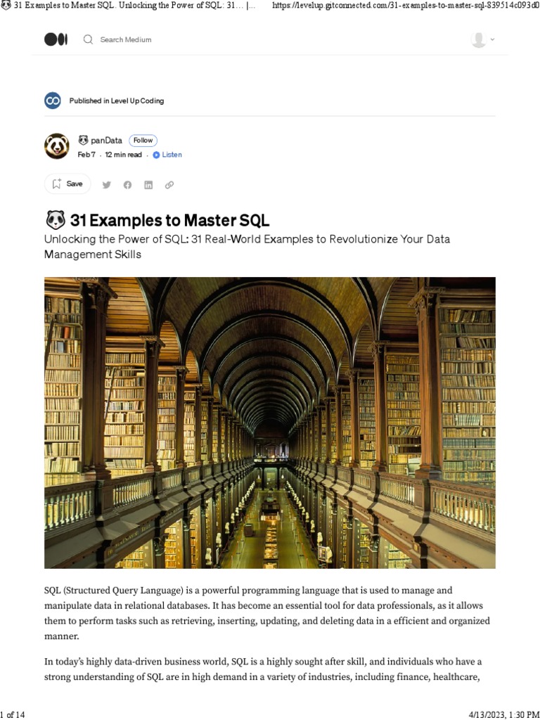 31 Examples To Master SQL. Unlocking The Power of SQL PanData Level Up Coding | Download Free ...