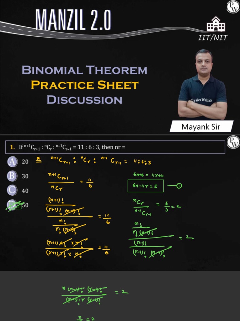 Binomial Theorem _ Practice Sheet Solution Notes (1) | PDF