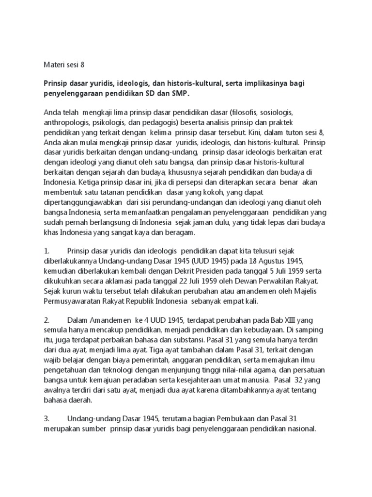 Prinsip Dasar Yuridis, Ideologis, Dan Historis-Kultural, Serta Implikasinya Bagi Penyelenggaraan ...