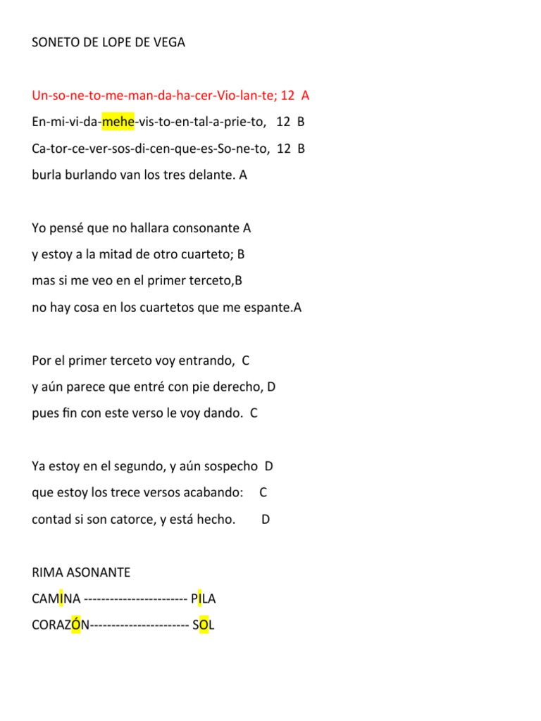 Soneto de Lope de Vega | PDF