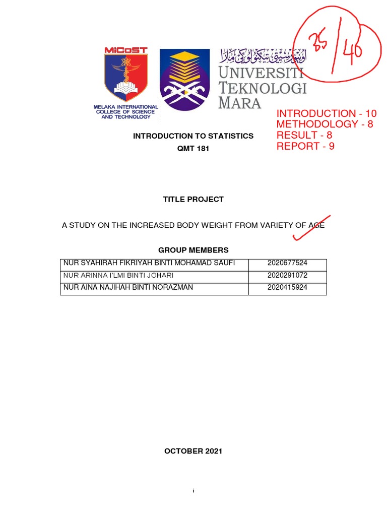 QMT 181 Written Report (Syahirah Fikriyah, Arinna, Aina Najihah) | PDF | Level Of Measurement ...