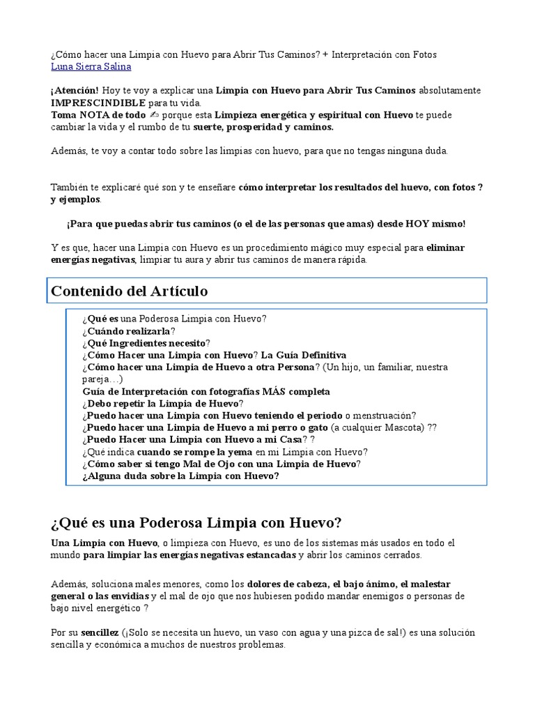 Interpretacion y Limpia de Huevo Completa | PDF | Huevo como alimento | sal