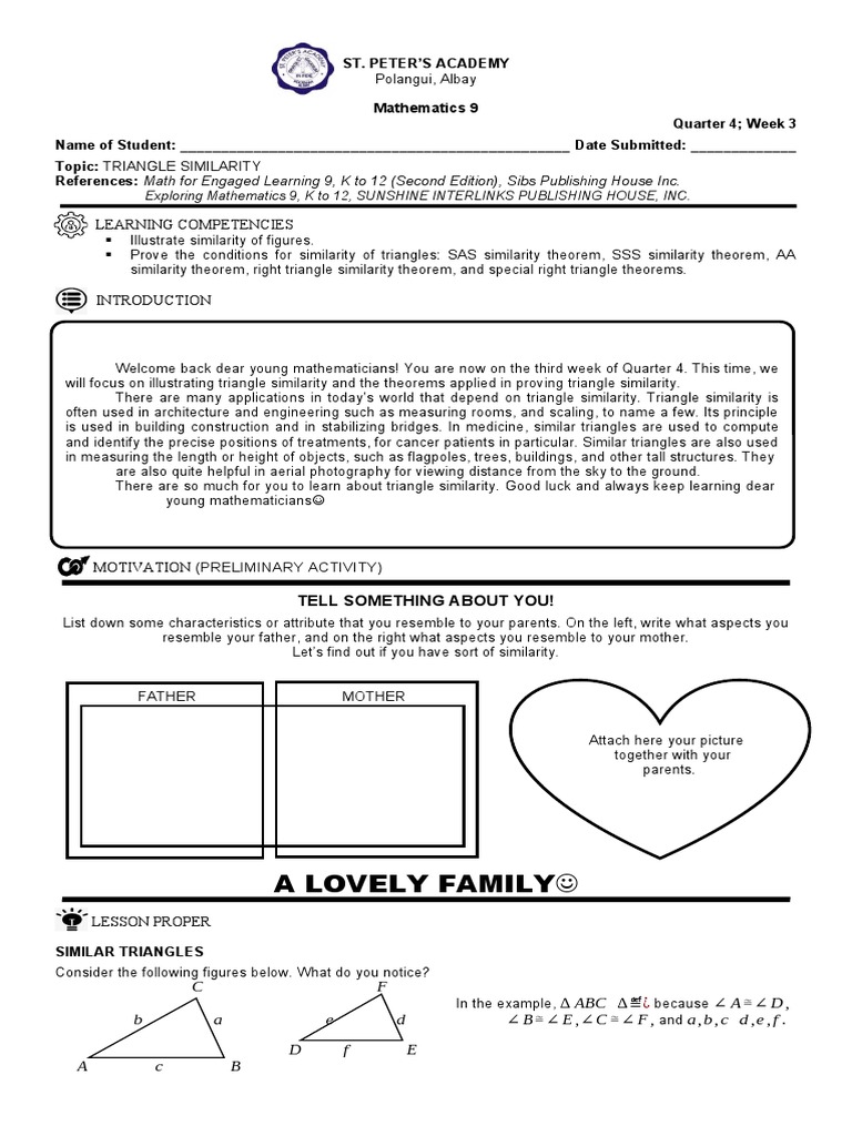 Q4 Math 9 Module Week 3 | PDF | Triangle | Mathematics