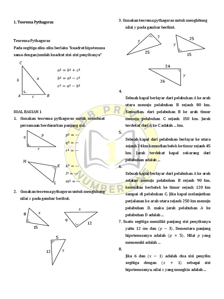 Modul Dan Latihan Soal Teorema Pythagora Pdf