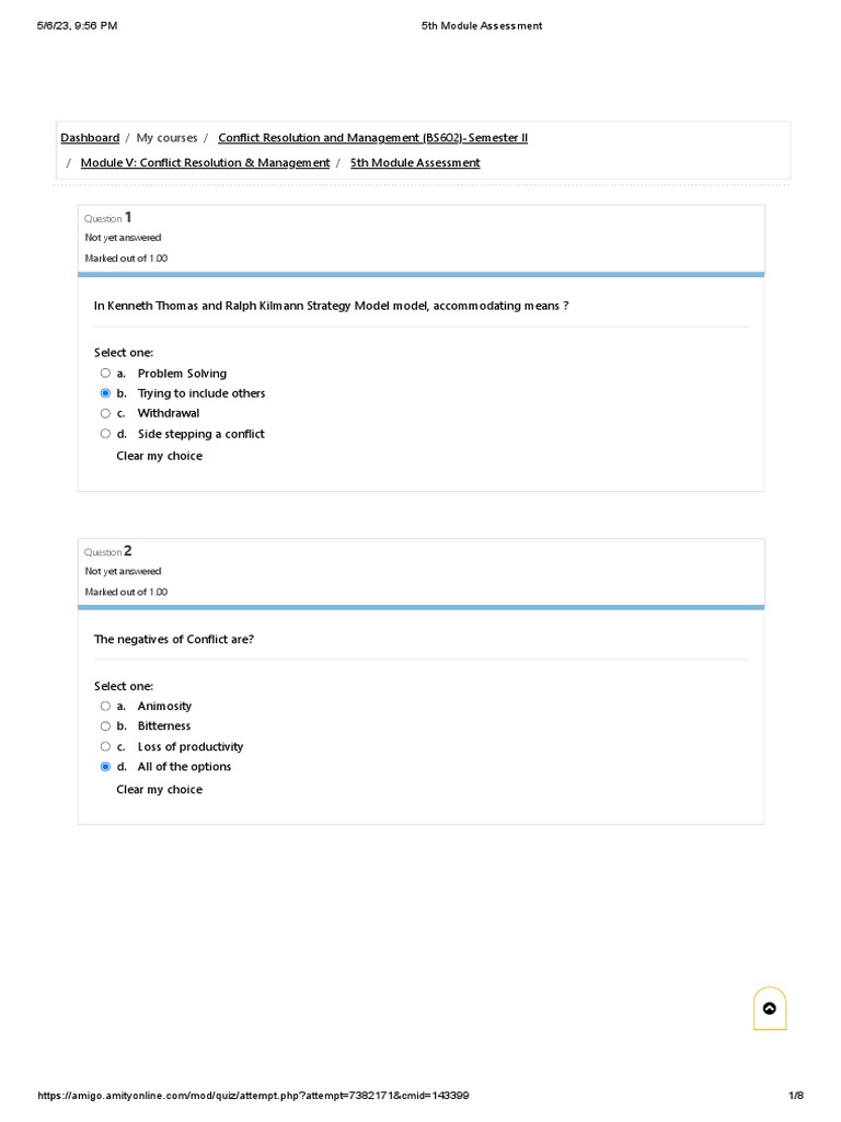 Conflict Resolution and Management Module 5 Assignment | PDF | Conflict Resolution ...