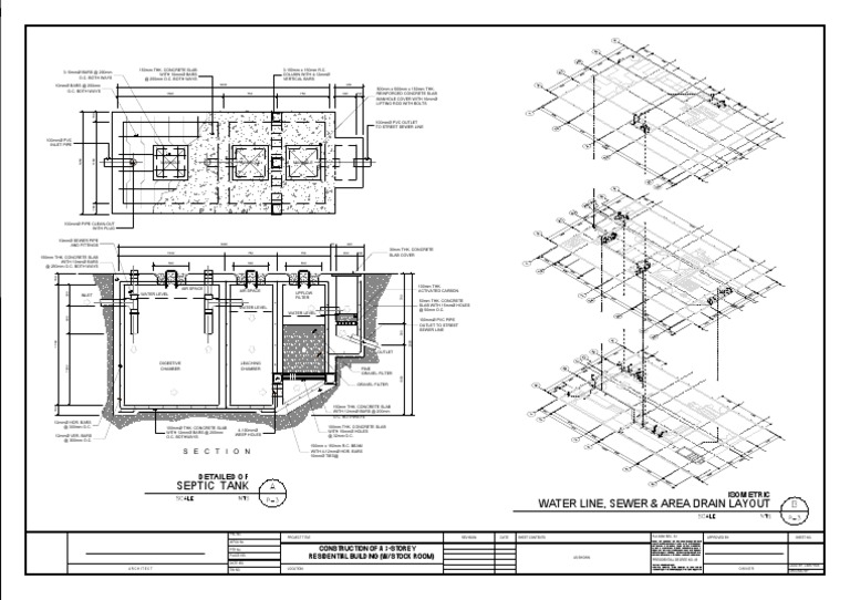 Septic Tank Water Line, Sewer & Area Drain Layout: P L A N | PDF