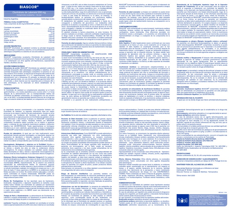 Biascor Comprimidos NUEVA FORMULA | PDF | Medicamentos con receta ...