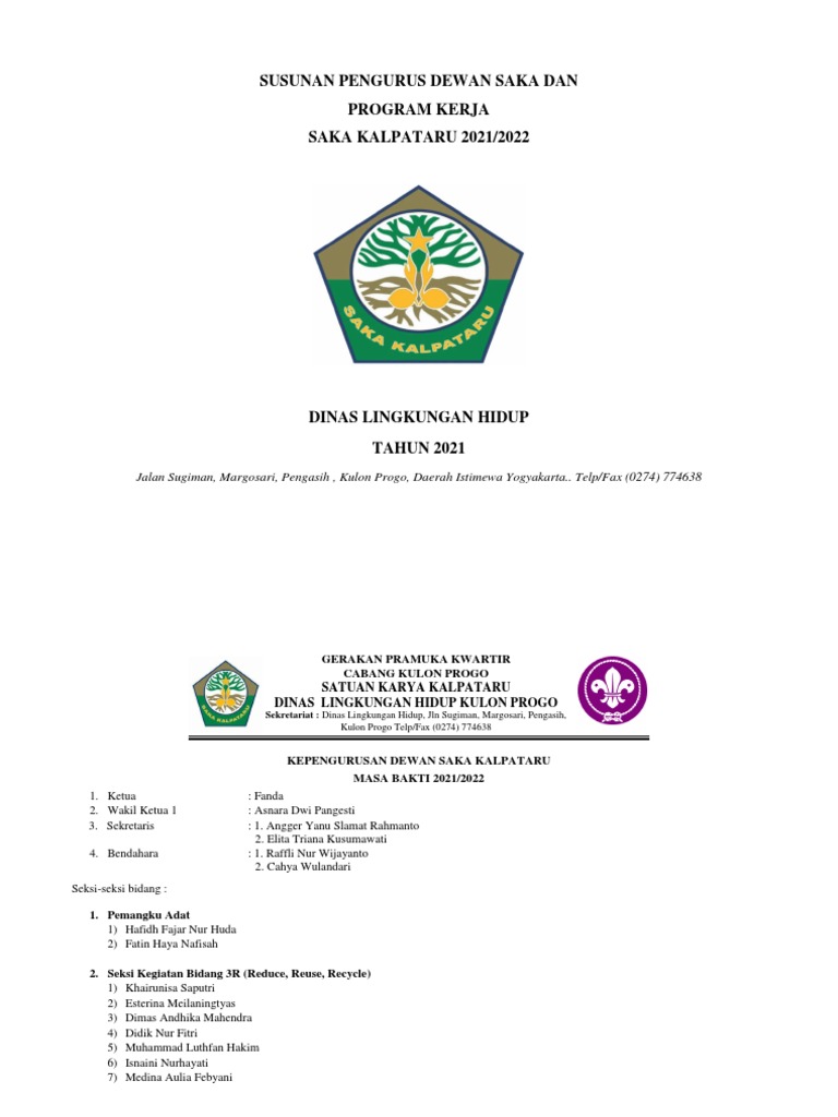 Susunan Pengurus Dewan Saka Dan Program Kerja SAKA KALPATARU 2021/2022 ...