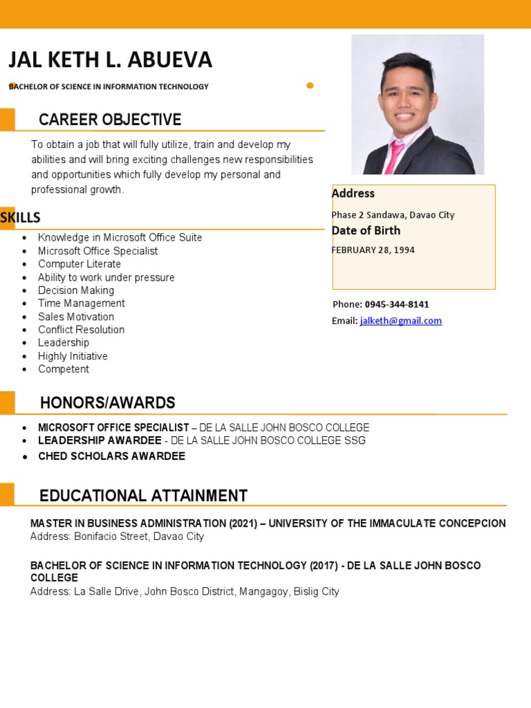 Jal Keth Abueva Updated CV | PDF | Warehouse | Inventory