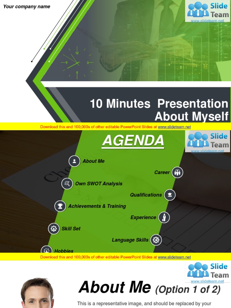 10 Minutes Presentation About Myself: Your Company Name | PDF | Chart ...