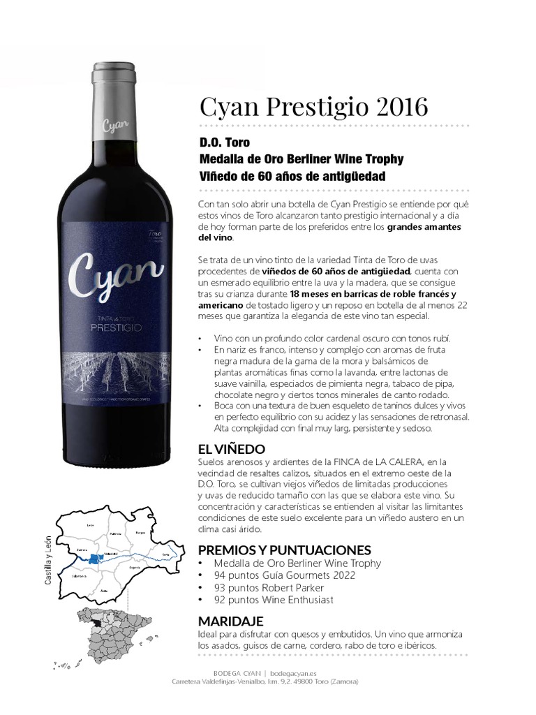 FC - Cyan Prestigio 2016 | PDF | Vino | Uva