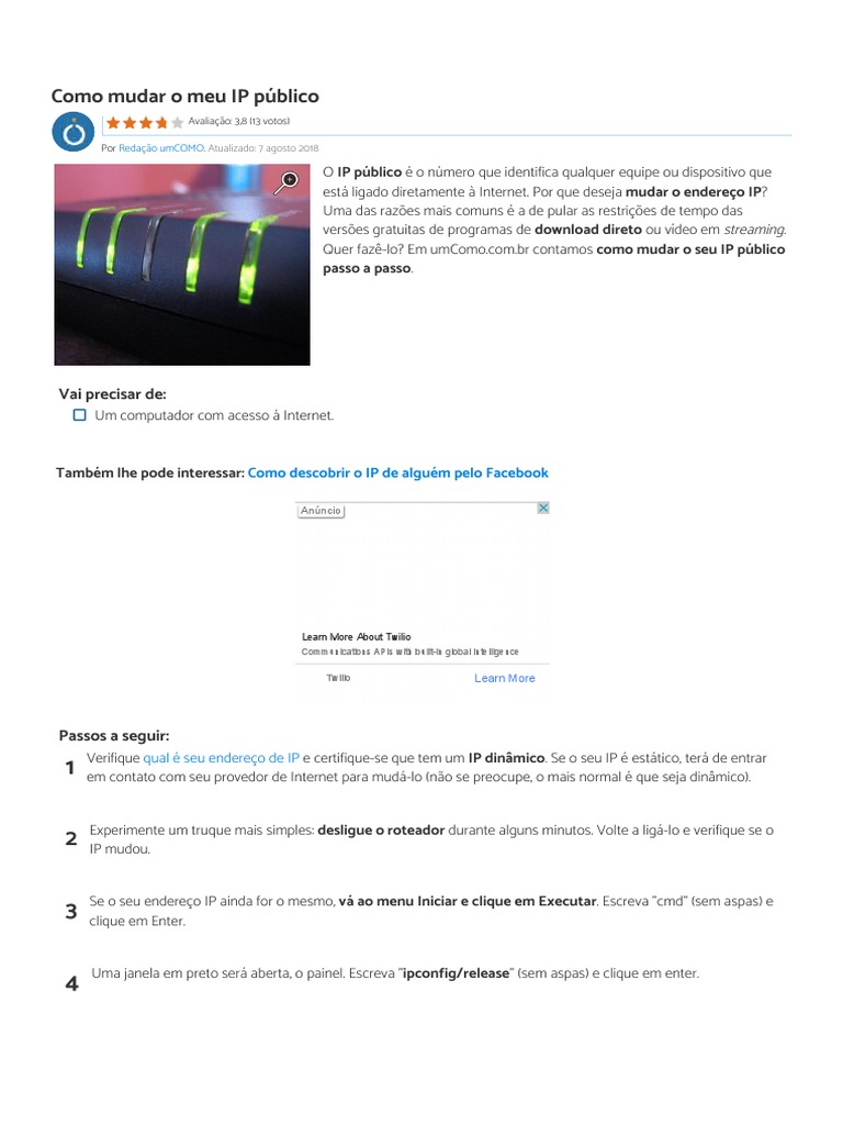 Como Mudar o Meu IP Público - 7 Passos | PDF | Endereço de IP | Sistema ...