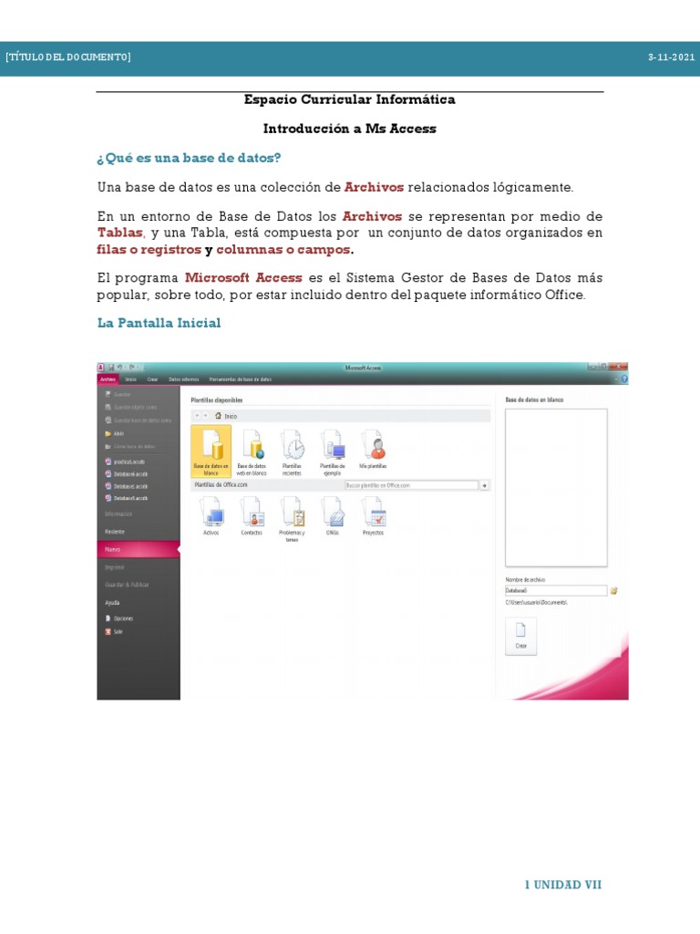 Ms Access Tutorial-1 | PDF | Bases de datos | Archivo de computadora