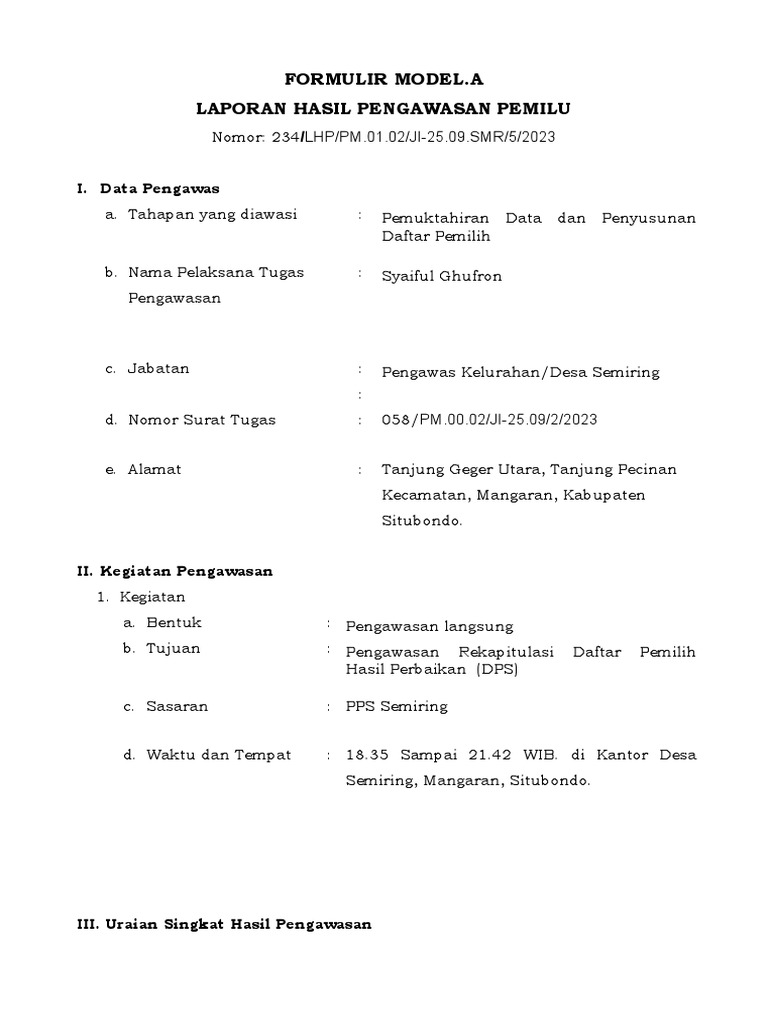 FORM A Semiring 08-05-2023 Rapat Pleno | PDF