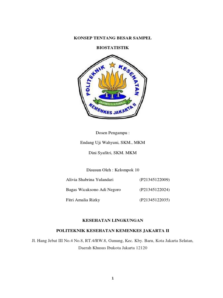 Makalah Biostatistik - Konsep Tentang Besar Sampel - Kel 10 - 1d3a | PDF