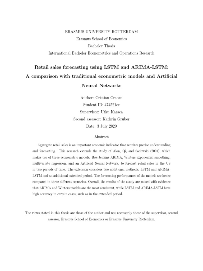 Cracan Thesis | PDF | Forecasting | Autoregressive Integrated Moving ...