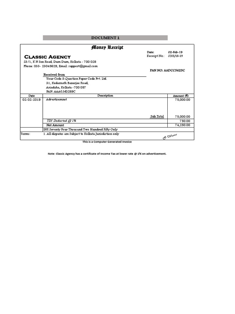 Tally Doc 2 | PDF | Invoice | Receipt