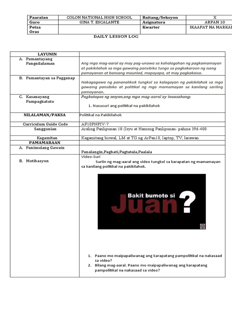 DAIL LESSON PLAN 2 | PDF