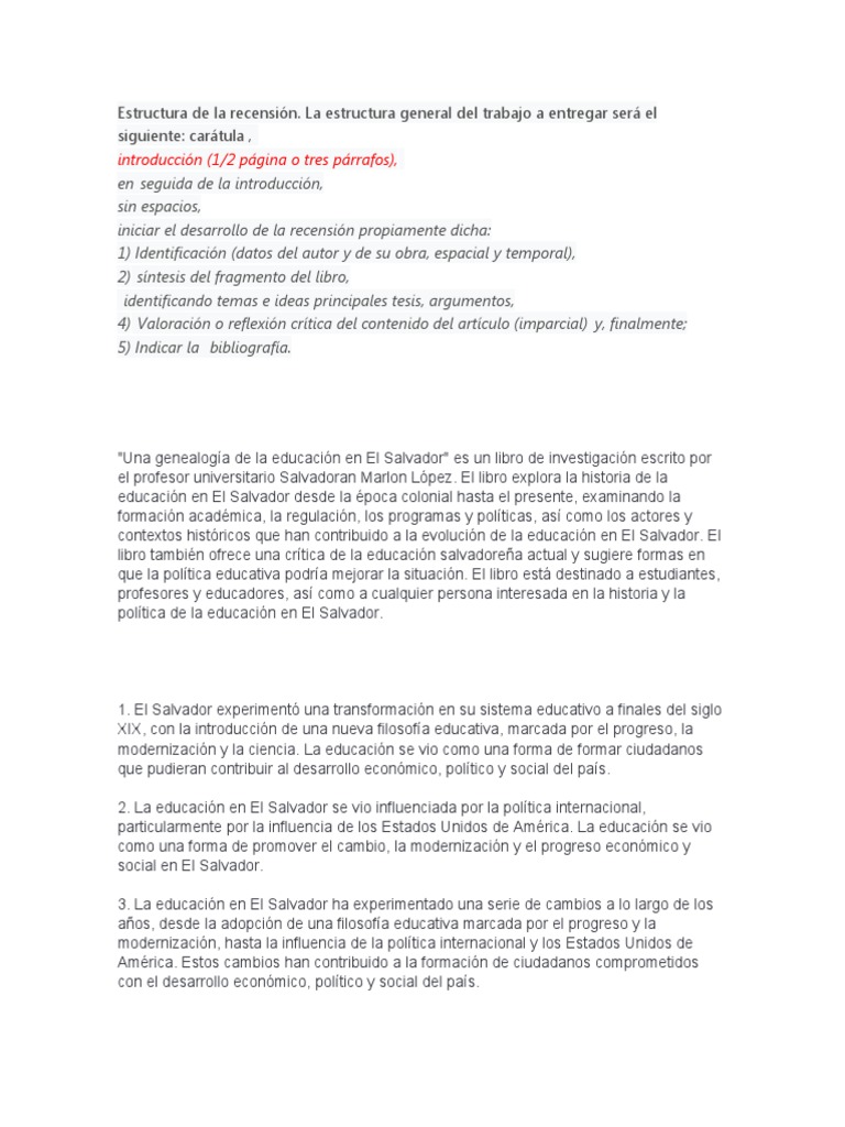 Estructura de La Recensión | PDF