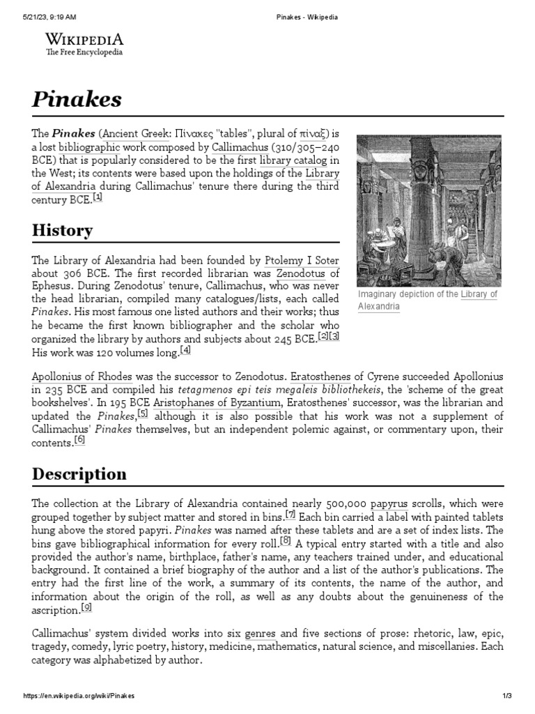 Pinakes | PDF | History