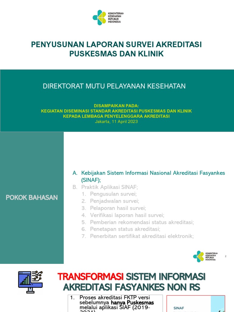 Penyusunan Laporan Survei Akreditasi Puskesmas Dan Klinik 11042023 Pdf