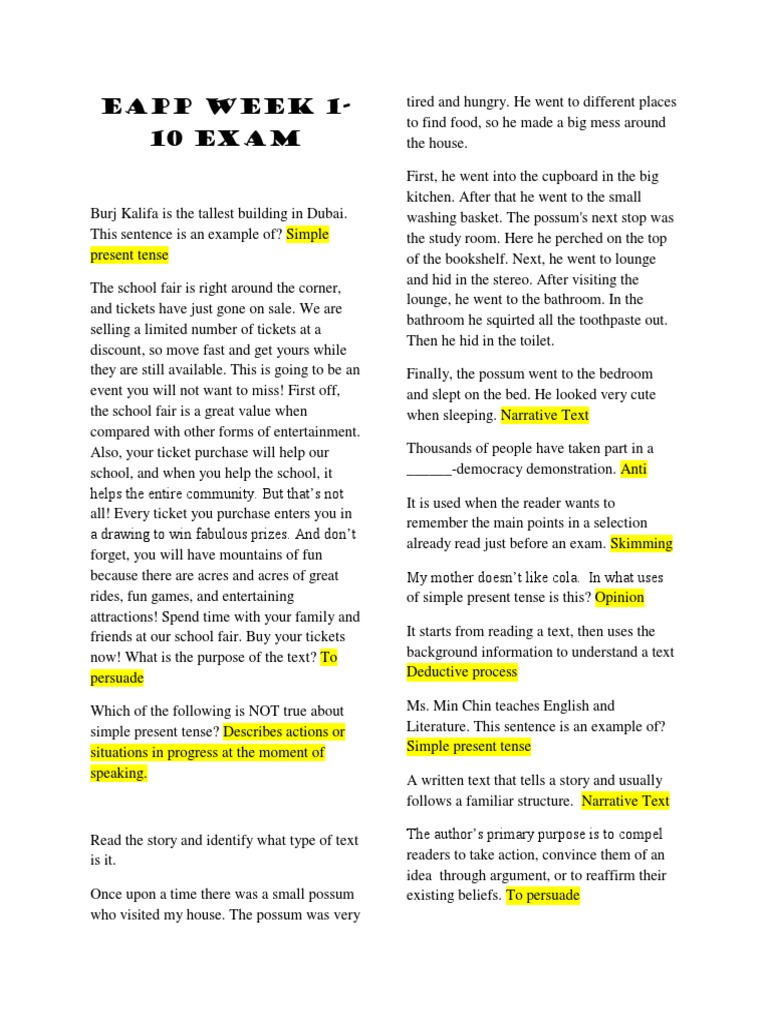 Eapp Exam | PDF | English Language | Word